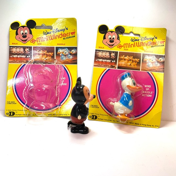 Disney | Toys | Vintage 97s Mickey Mouse And Donald Duck Mini Wind Up ...